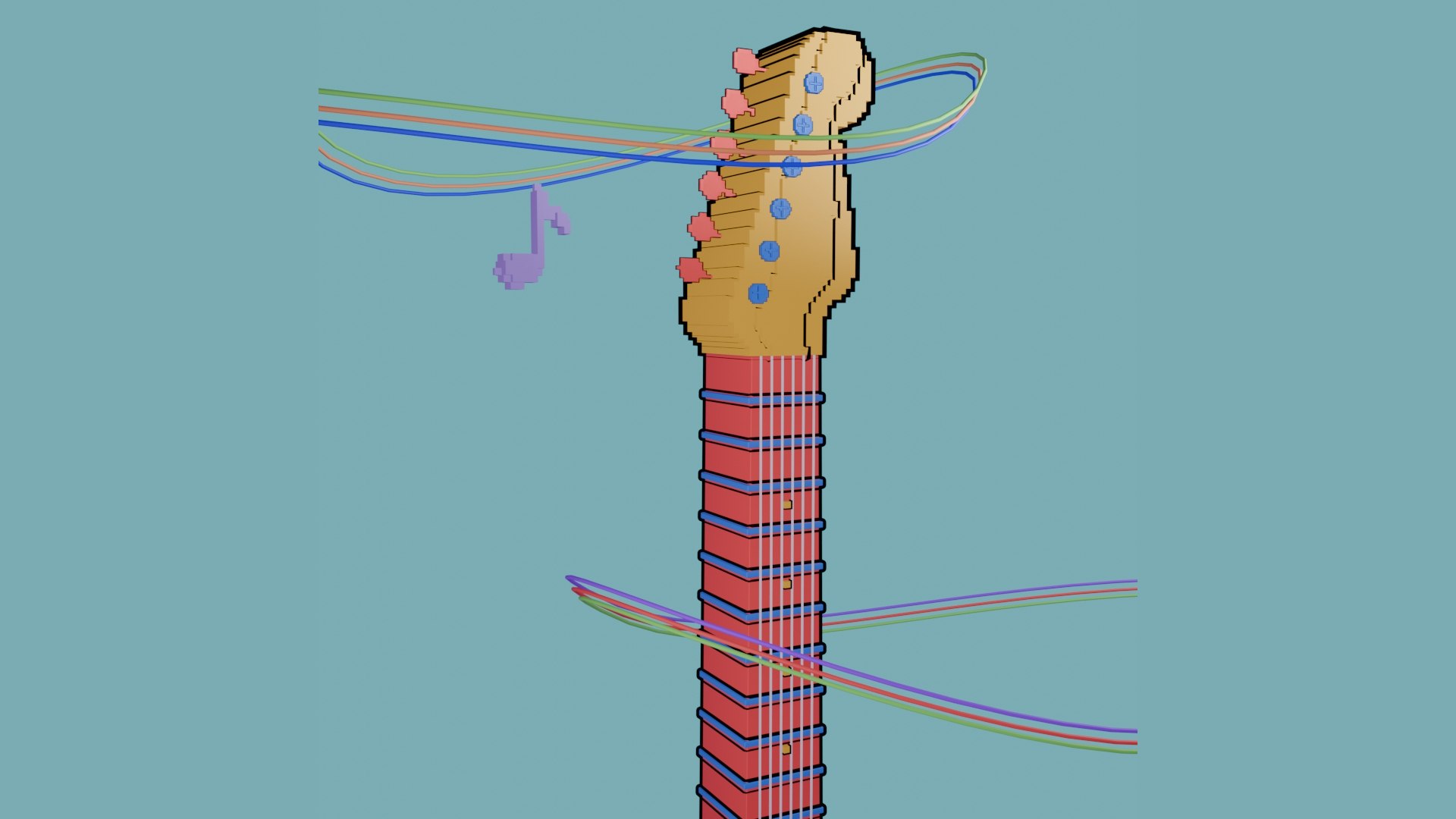 Pixel Art Guitar 3D Model - TurboSquid 2225581