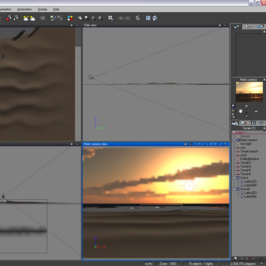 Sunset Beach Scene Vue 3d Vue
