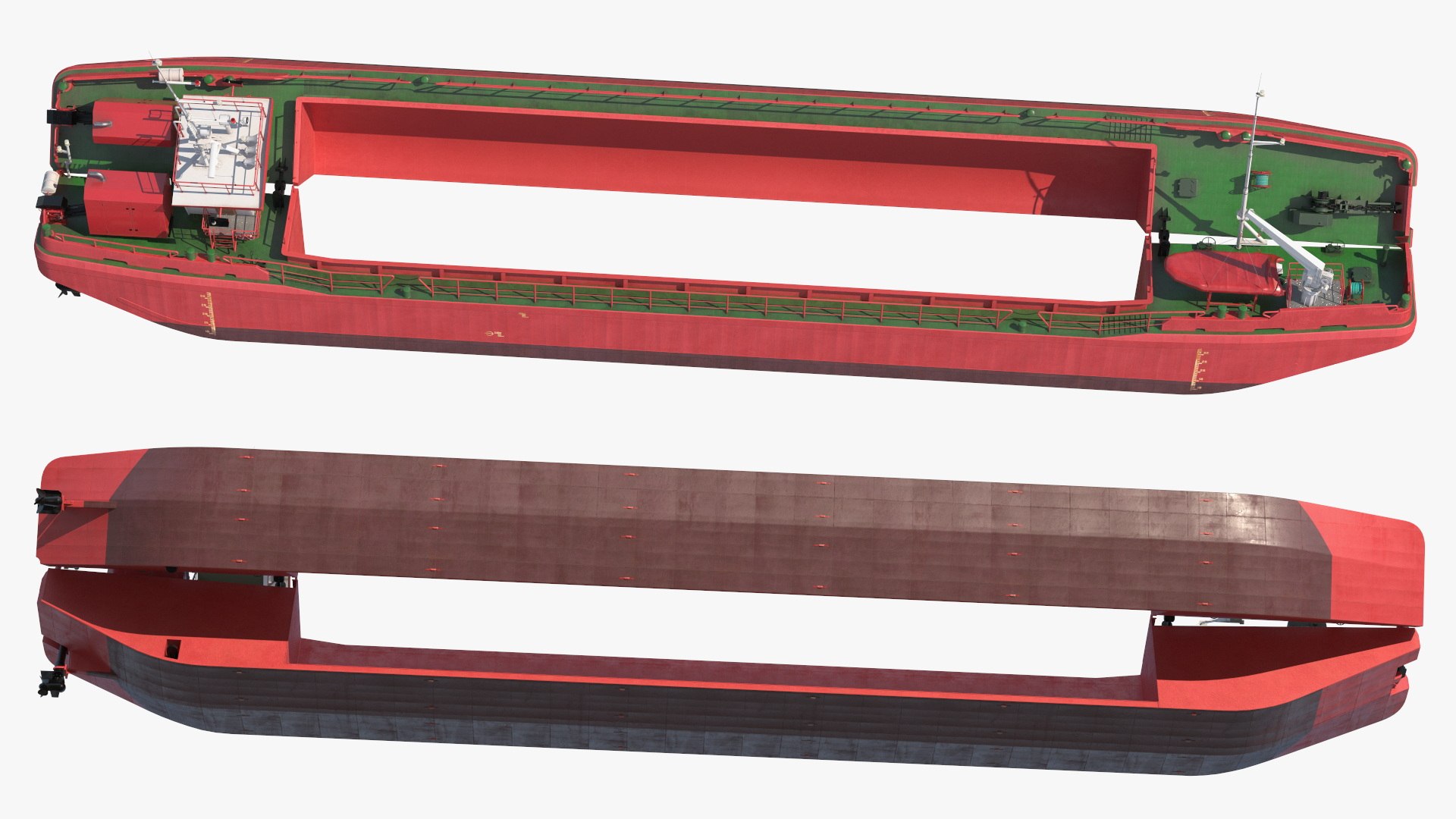 3D Split Hopper Barge Red Rigged For Maya - TurboSquid 2427585