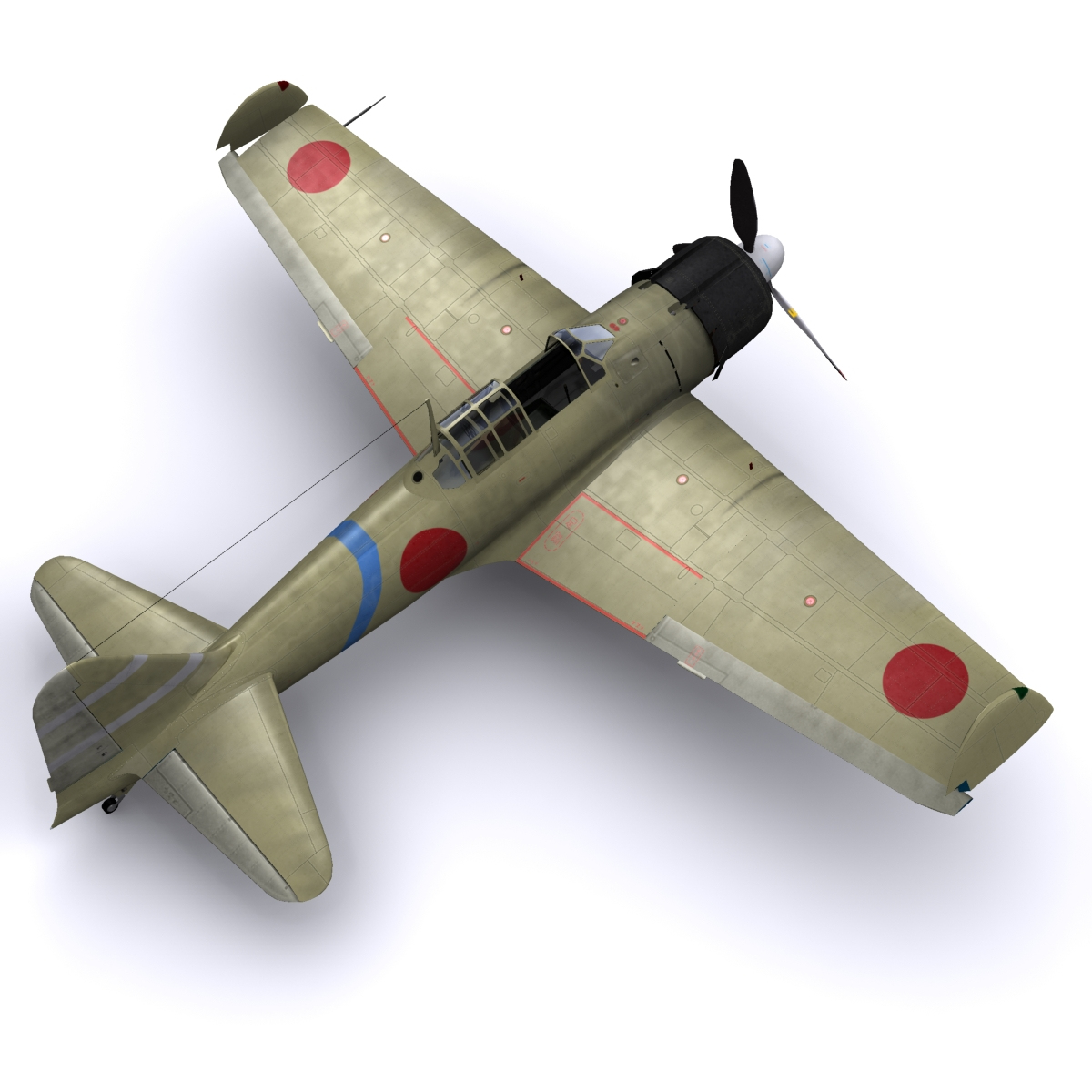 3d model a6m zero fighter air