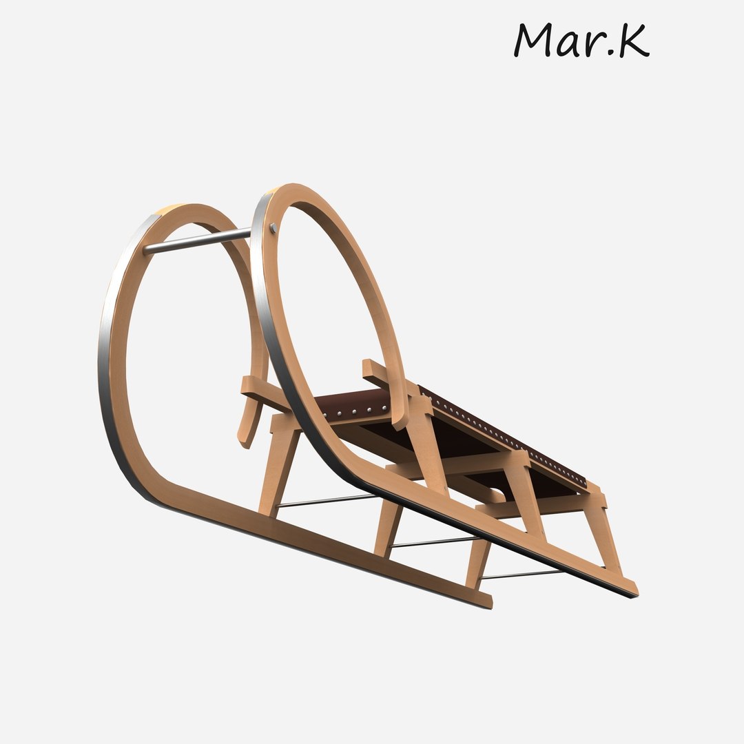wooden snow sledge 3d model
