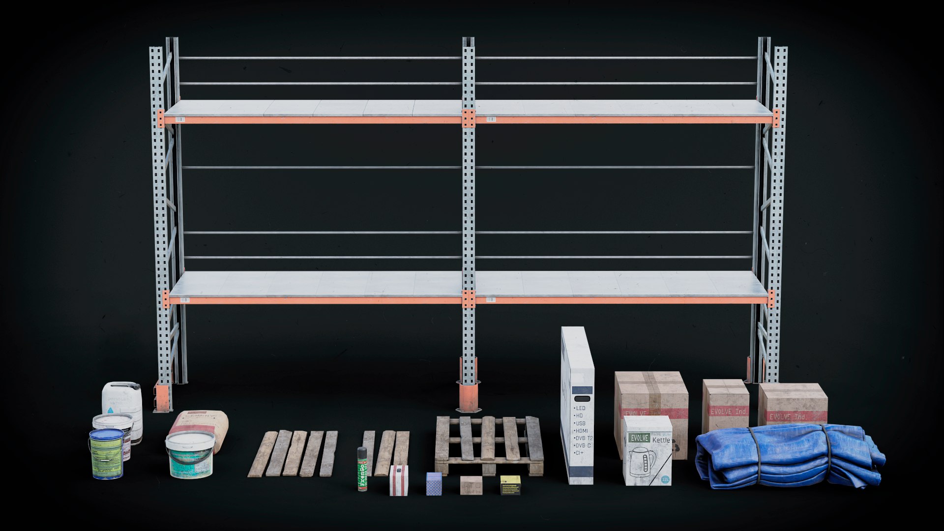 Modular Racks With Props Realtime 3D Model - TurboSquid 2214379