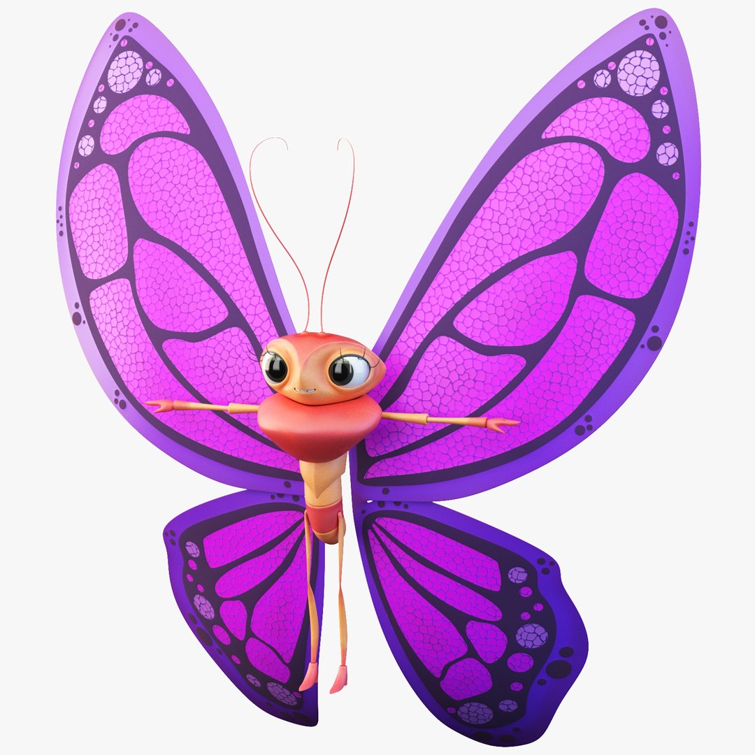 3D Cartoon Butterfly Character - TurboSquid 2070215