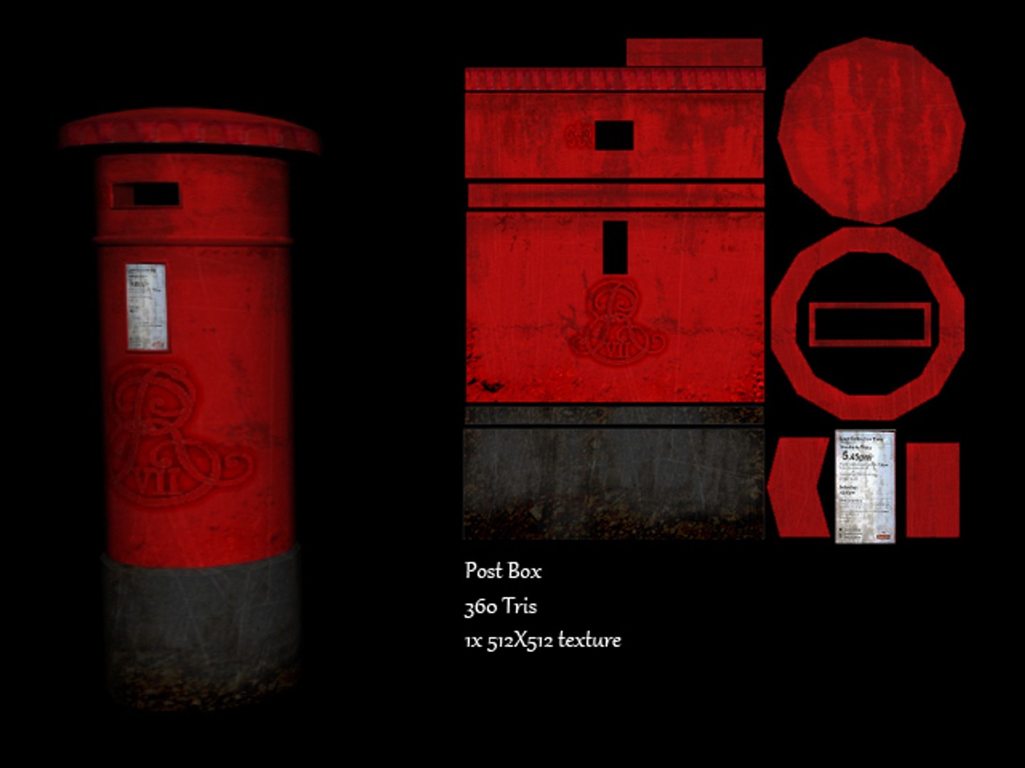 3d post box model