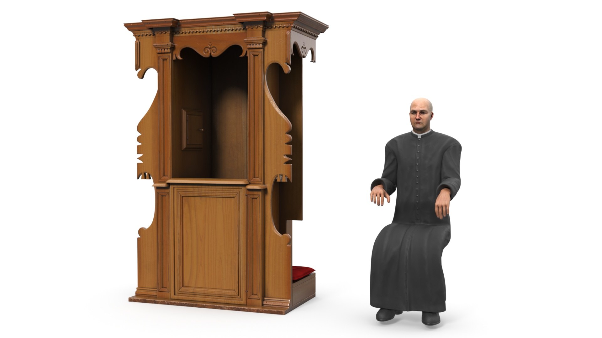 3D Confessional Booth With Priest - TurboSquid 2319876