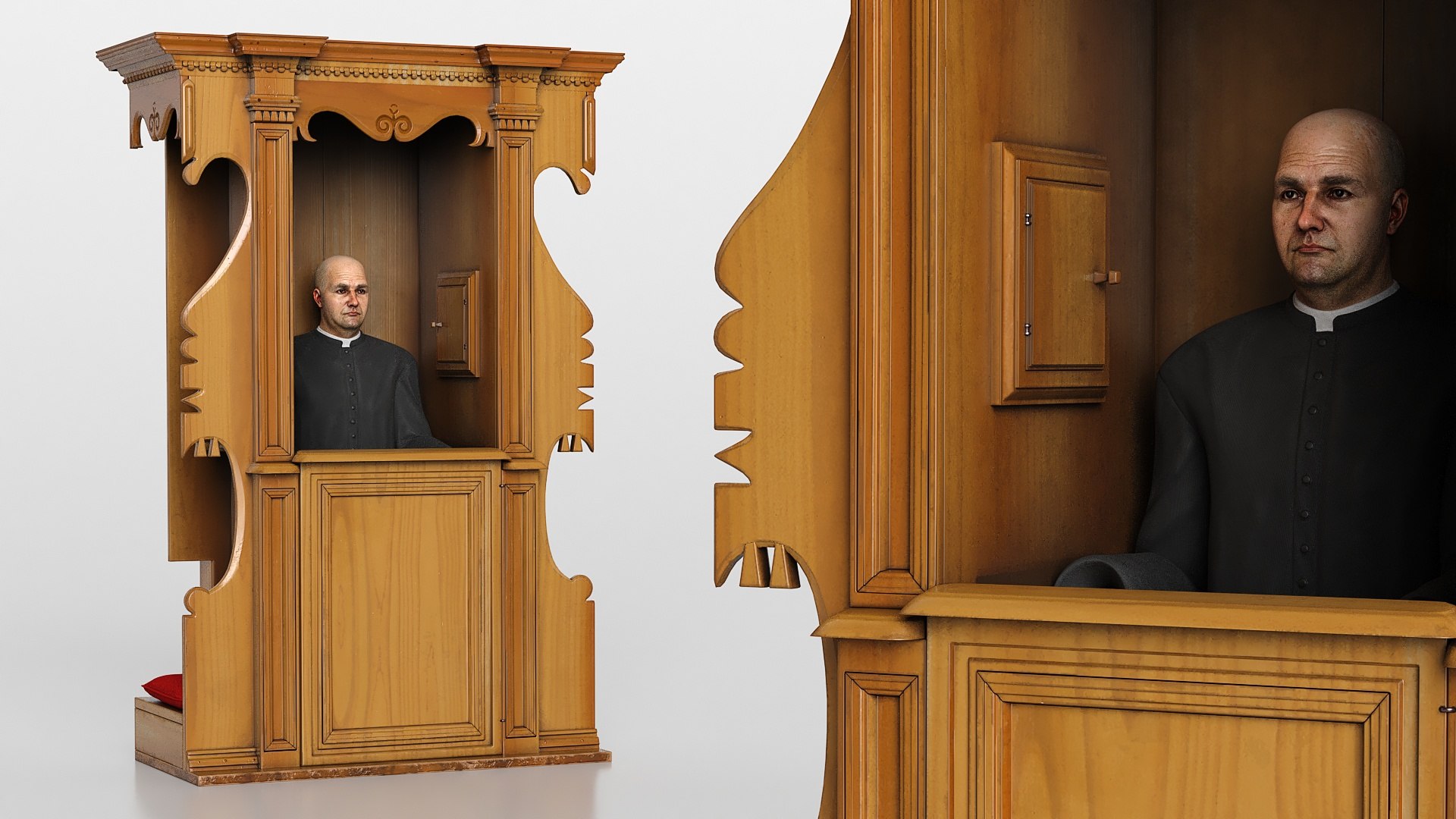 3D Confessional Booth With Priest - TurboSquid 2319876