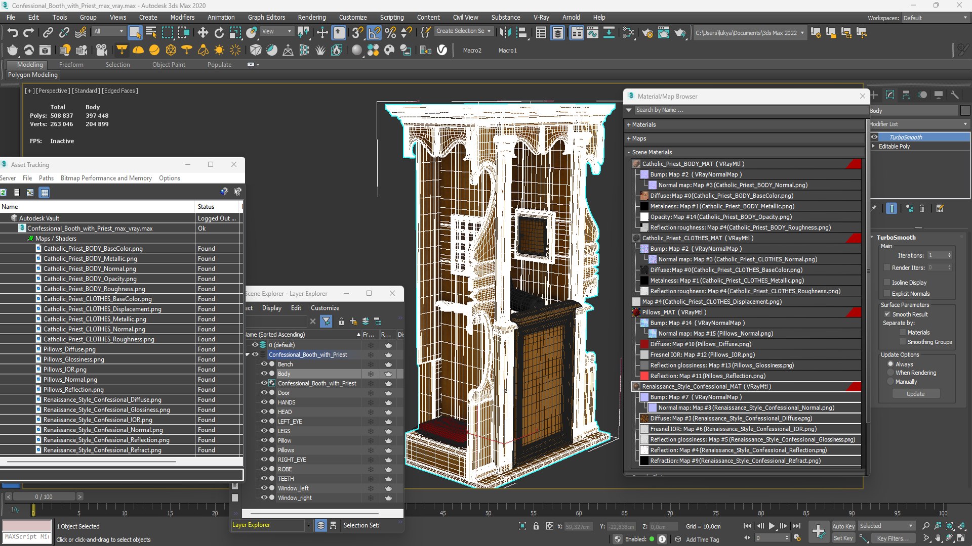 3D Confessional Booth With Priest - TurboSquid 2319876
