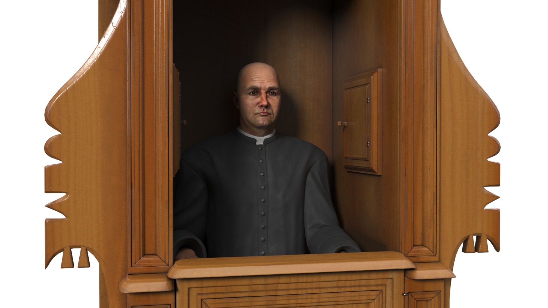 3D Confessional Booth With Priest - TurboSquid 2319876