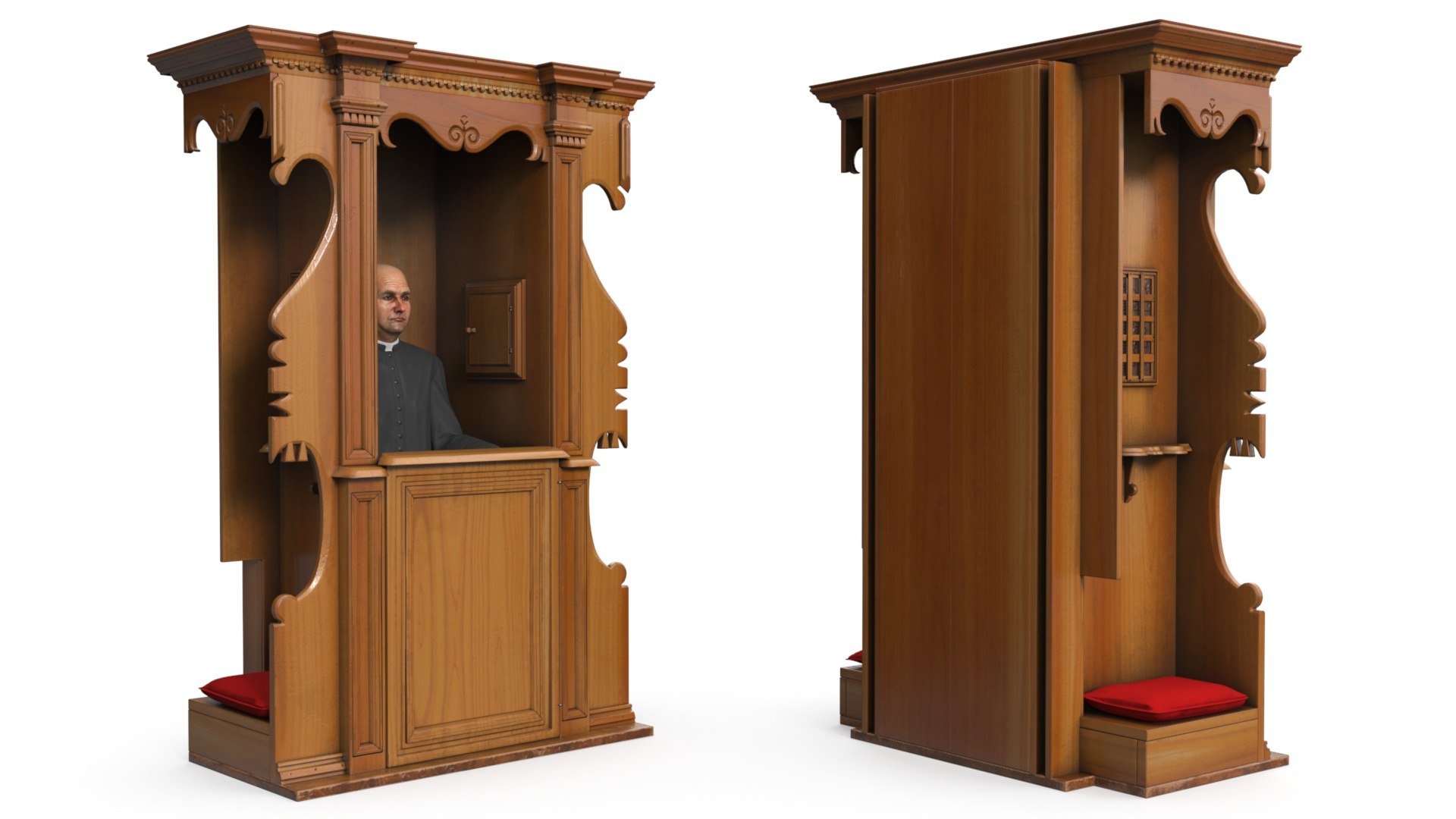 3D Confessional Booth With Priest - TurboSquid 2319876