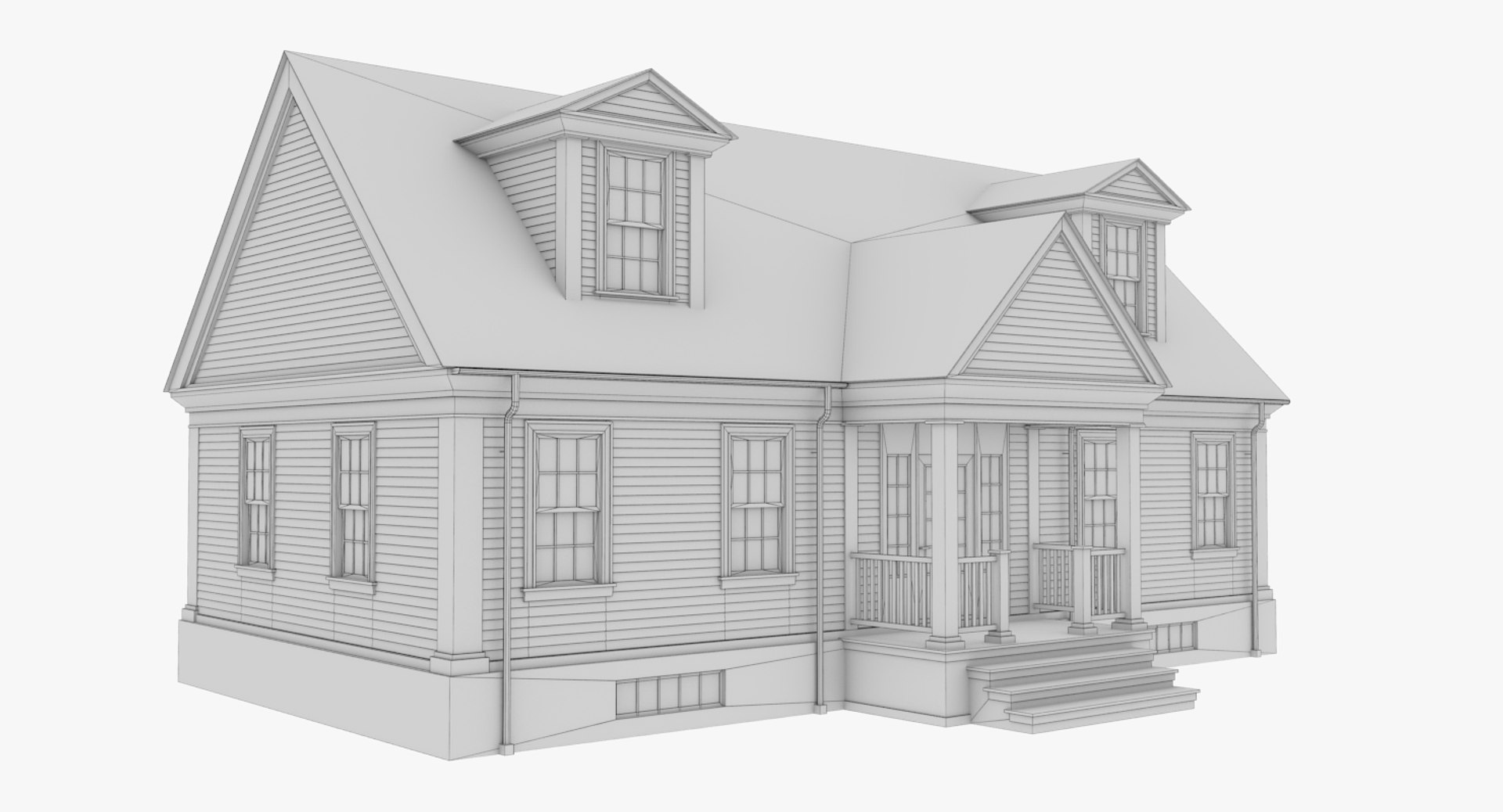 3D Colonial House - TurboSquid 1195966