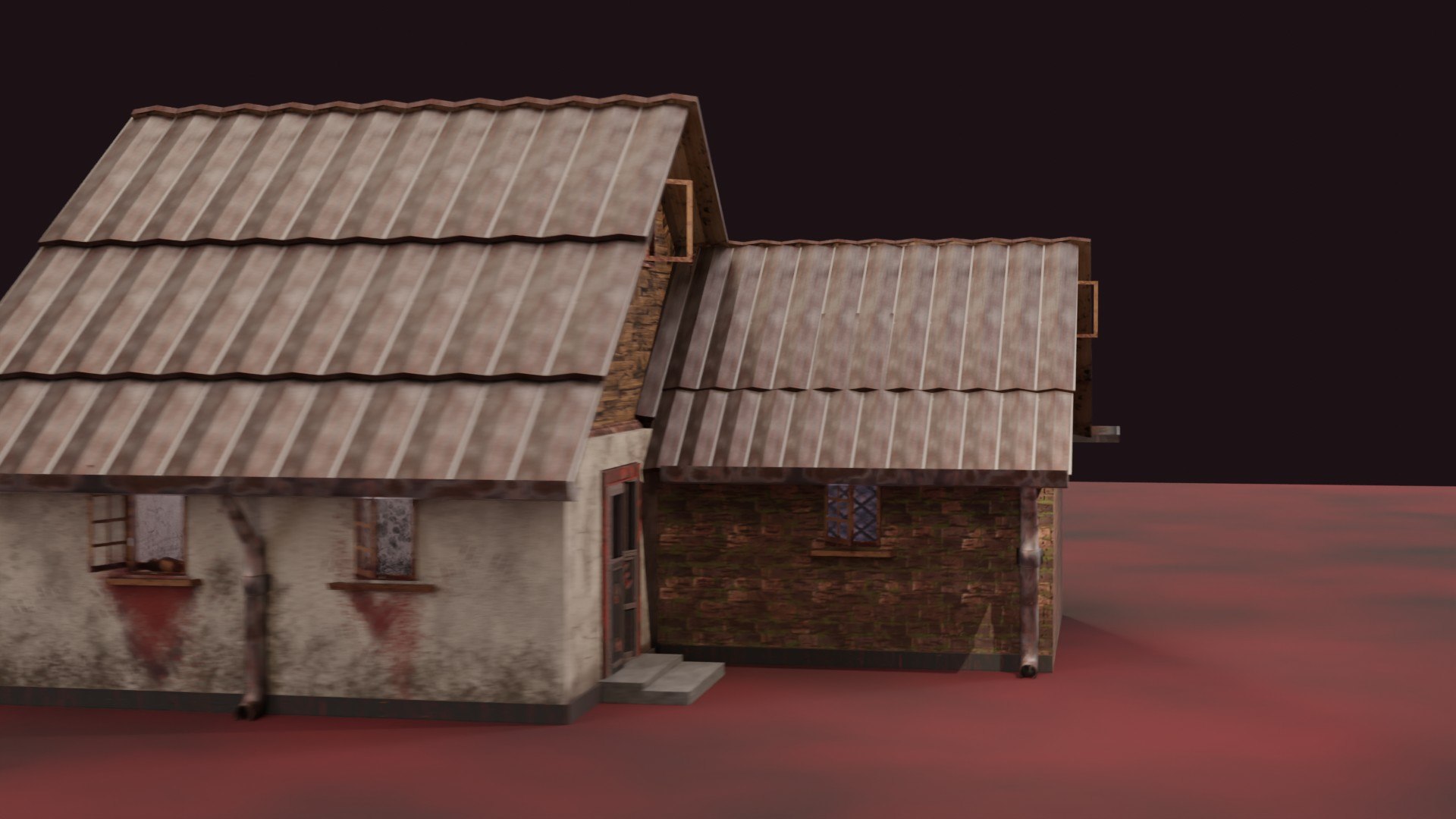 Horror House With Second Floor Bathroom Human Organs Artifacts 3D ...