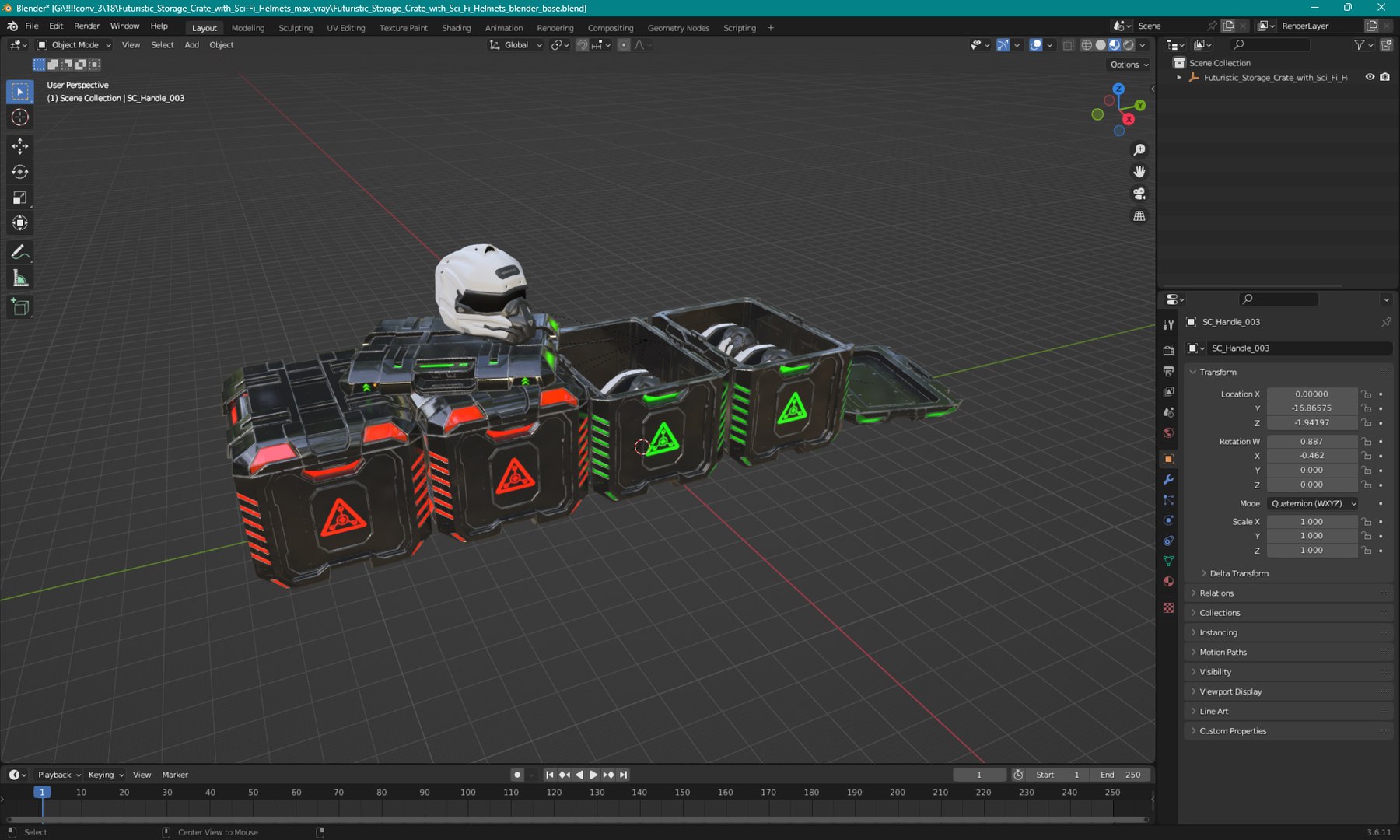 3D Futuristic Storage Crate With Sci-Fi Helmets - TurboSquid 2347146