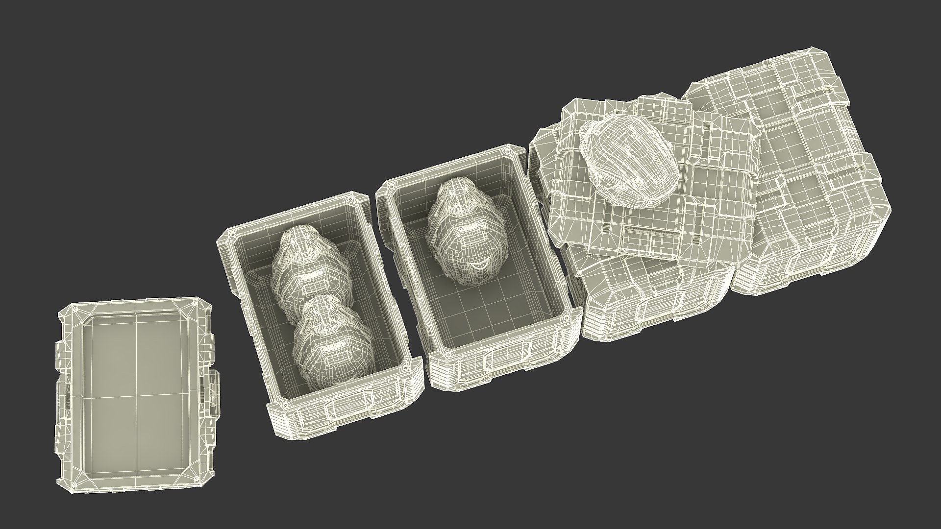 3D Futuristic Storage Crate With Sci-Fi Helmets - TurboSquid 2347146