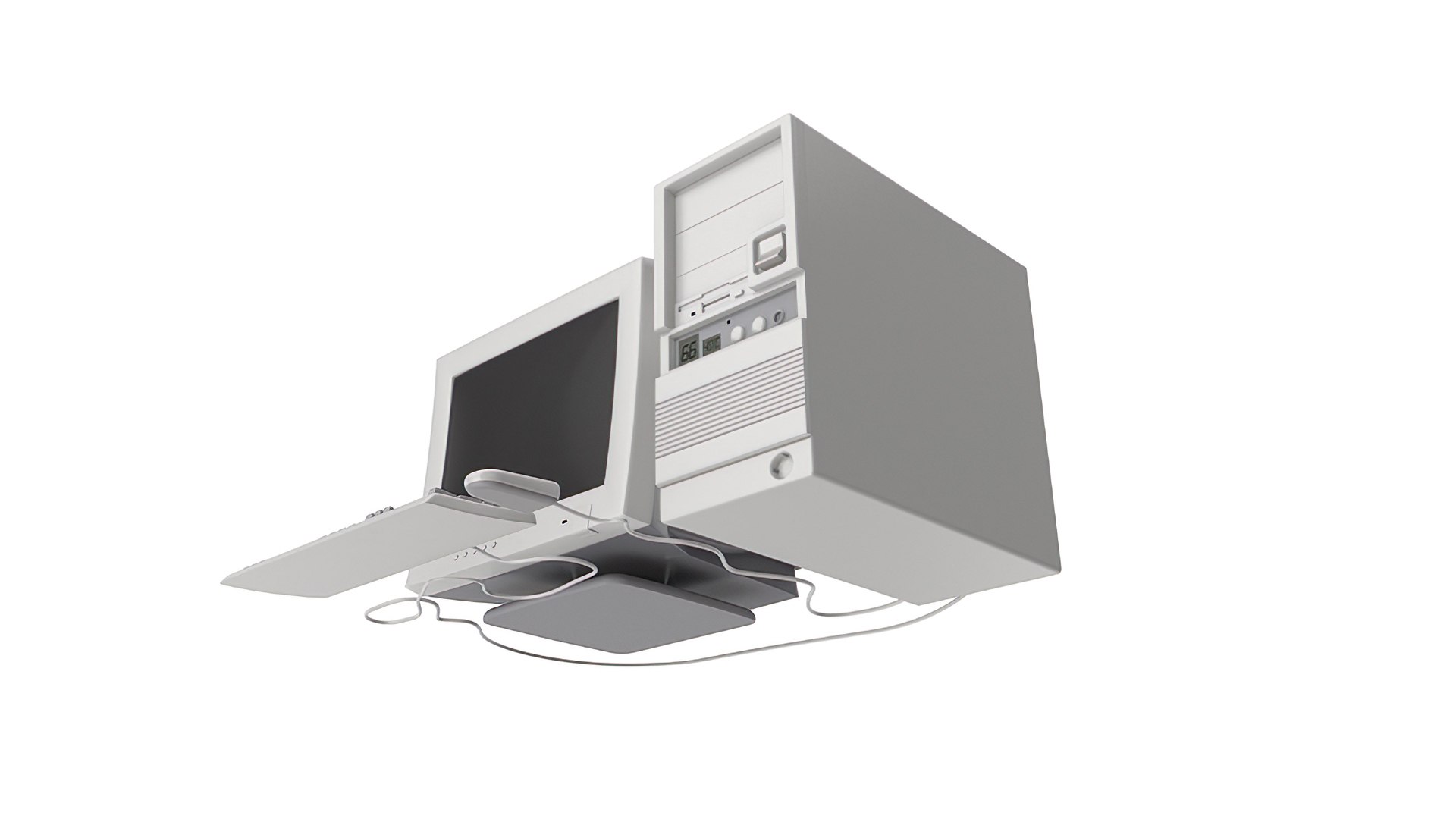 Retro PC Tower Case Monitor Keyboard And Mouse Model - TurboSquid 2039922