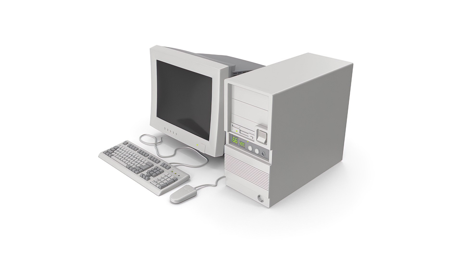 Retro PC Tower Case Monitor Keyboard And Mouse Model - TurboSquid 2039922