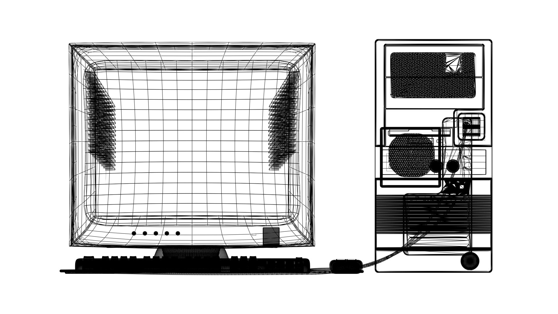 Retro PC Tower Case Monitor Keyboard And Mouse Model - TurboSquid 2039922