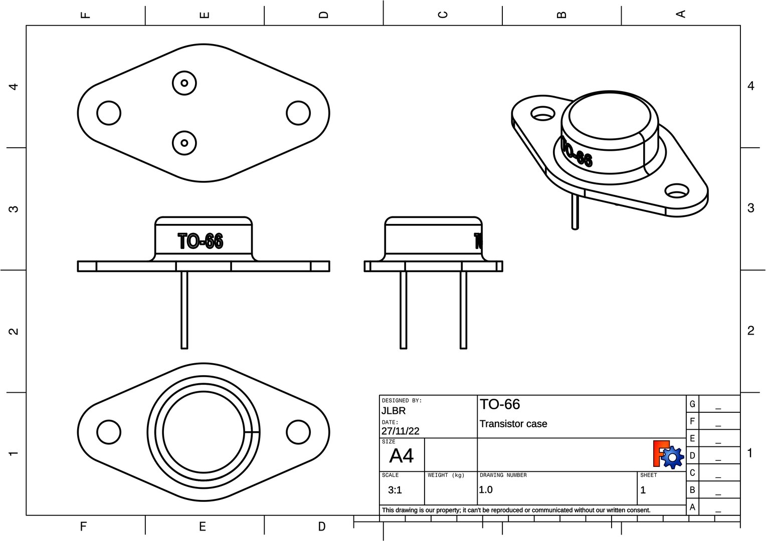 TO66 Transistor Case 3D - TurboSquid 1999113