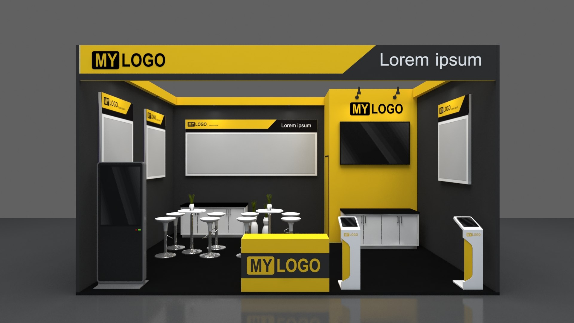 3D Booth 450x600cm yellow - TurboSquid 2009880