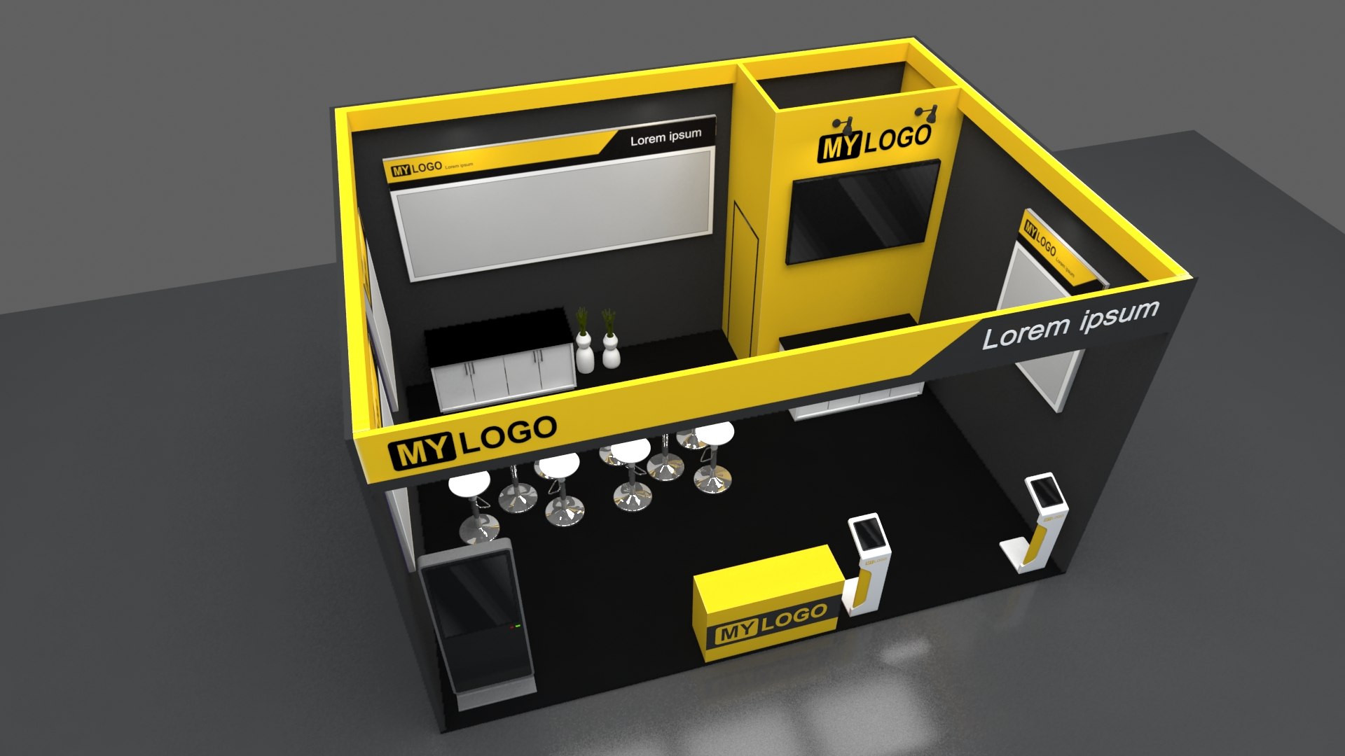 3D Booth 450x600cm yellow - TurboSquid 2009880
