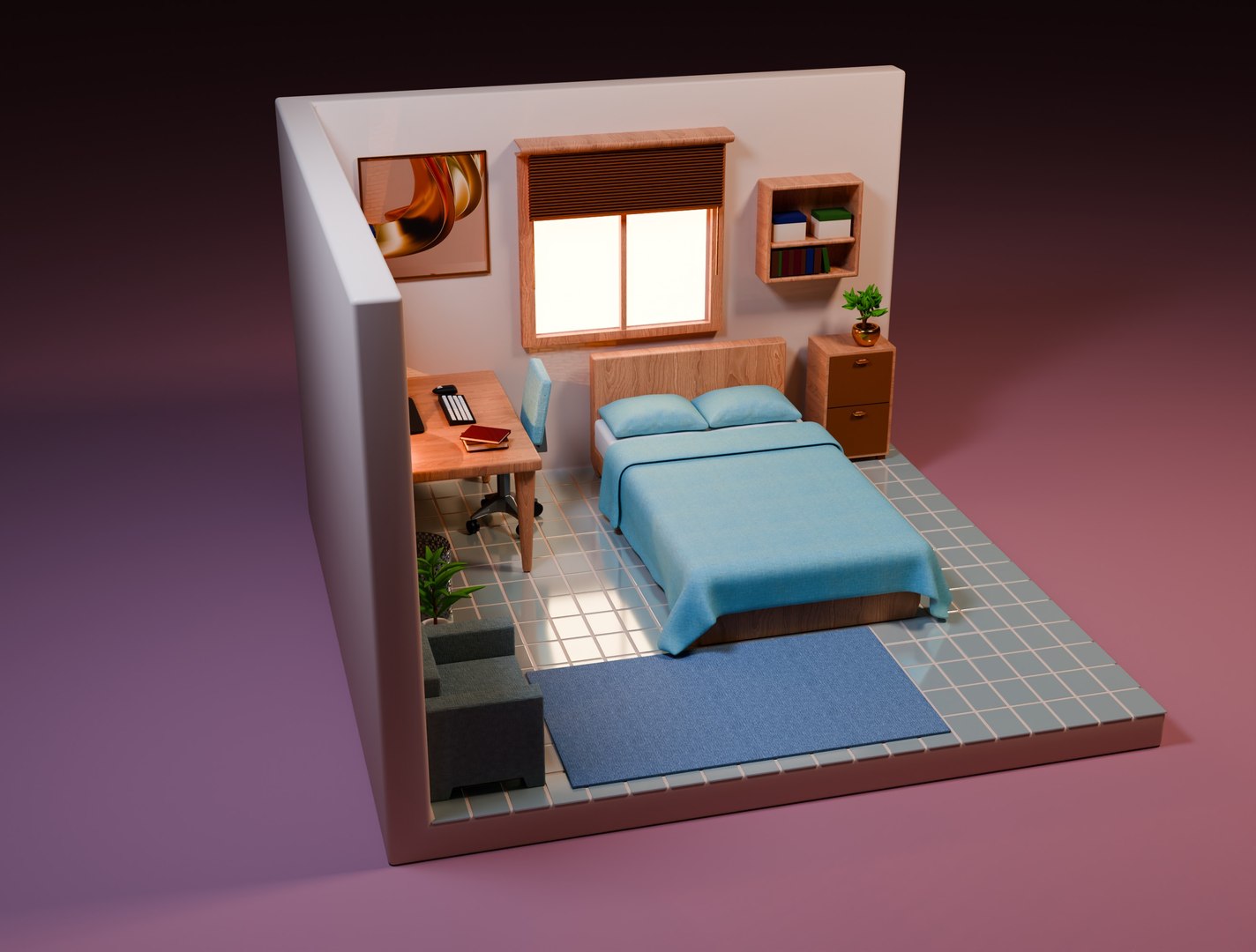 Isometric Sleeping Room 3D Model - TurboSquid 2358354