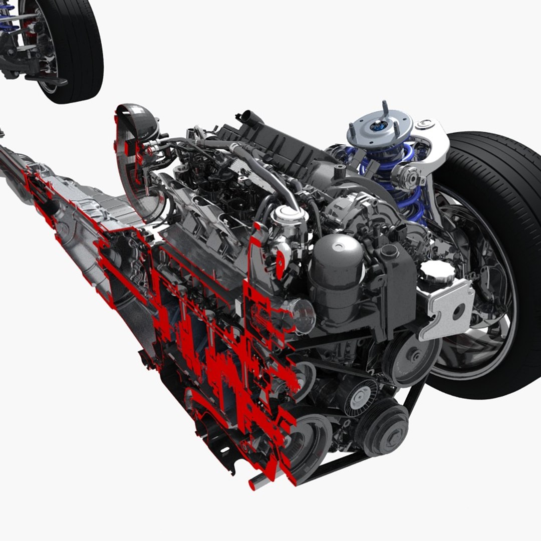 3D Car Frame Chassis Engine Cutaway - TurboSquid 1577149