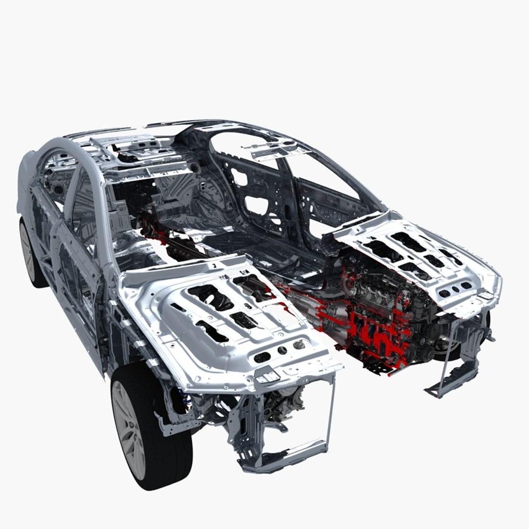 3D car frame chassis engine cutaway - TurboSquid 1577149