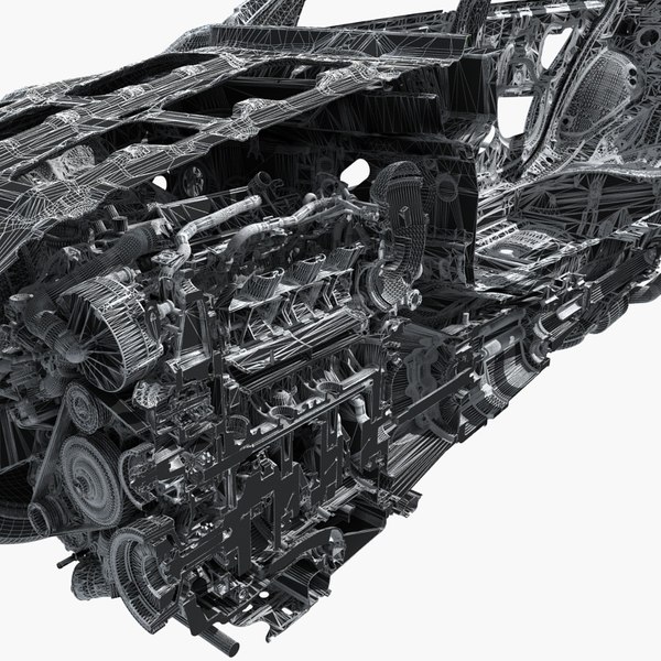 3D car frame chassis engine cutaway - TurboSquid 1577149
