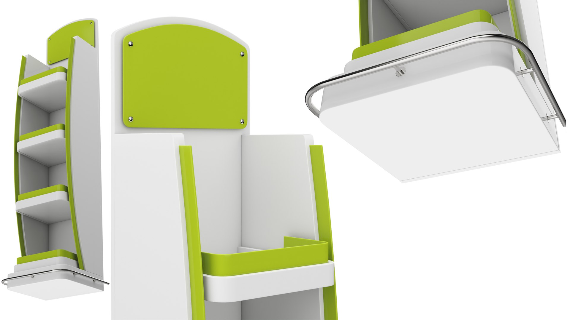 3D White Green Multi Shelf Display Rack - TurboSquid 2098142
