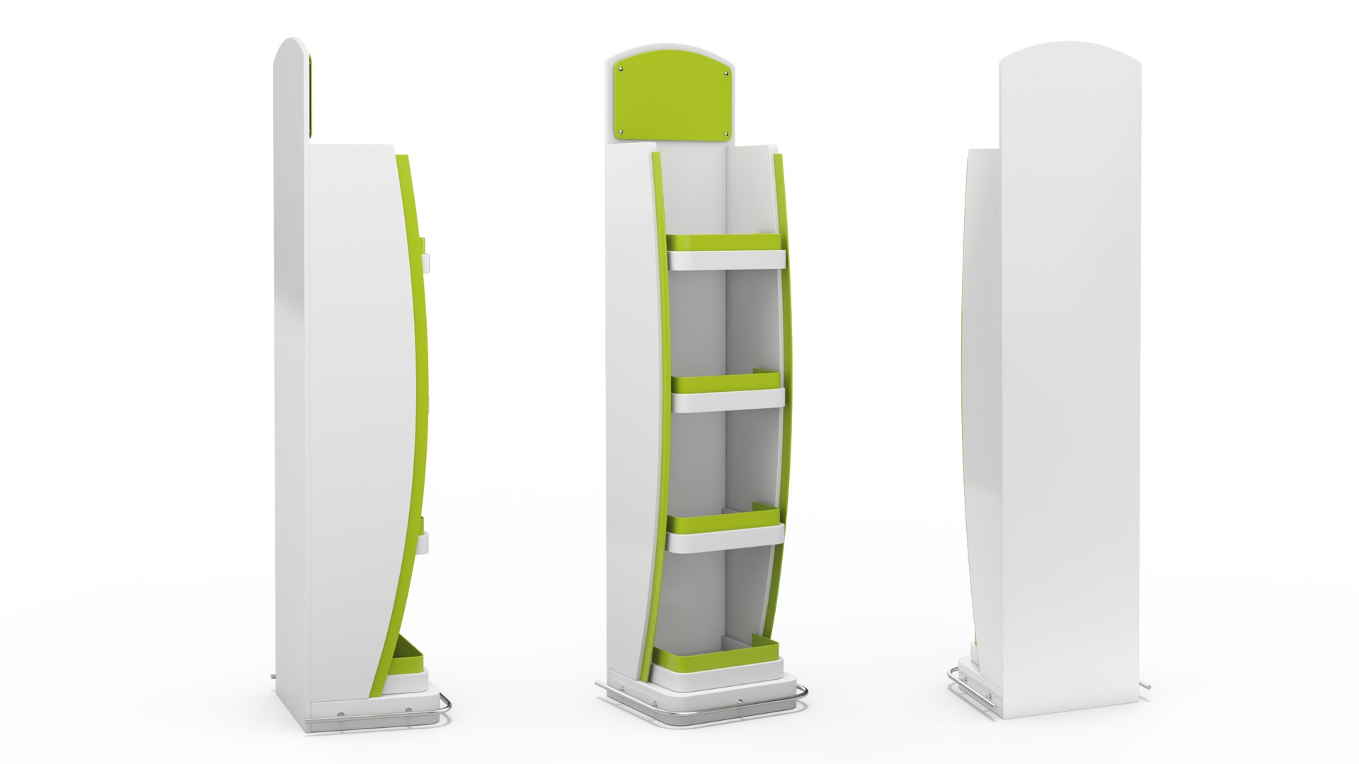 3D White Green Multi Shelf Display Rack - TurboSquid 2098142