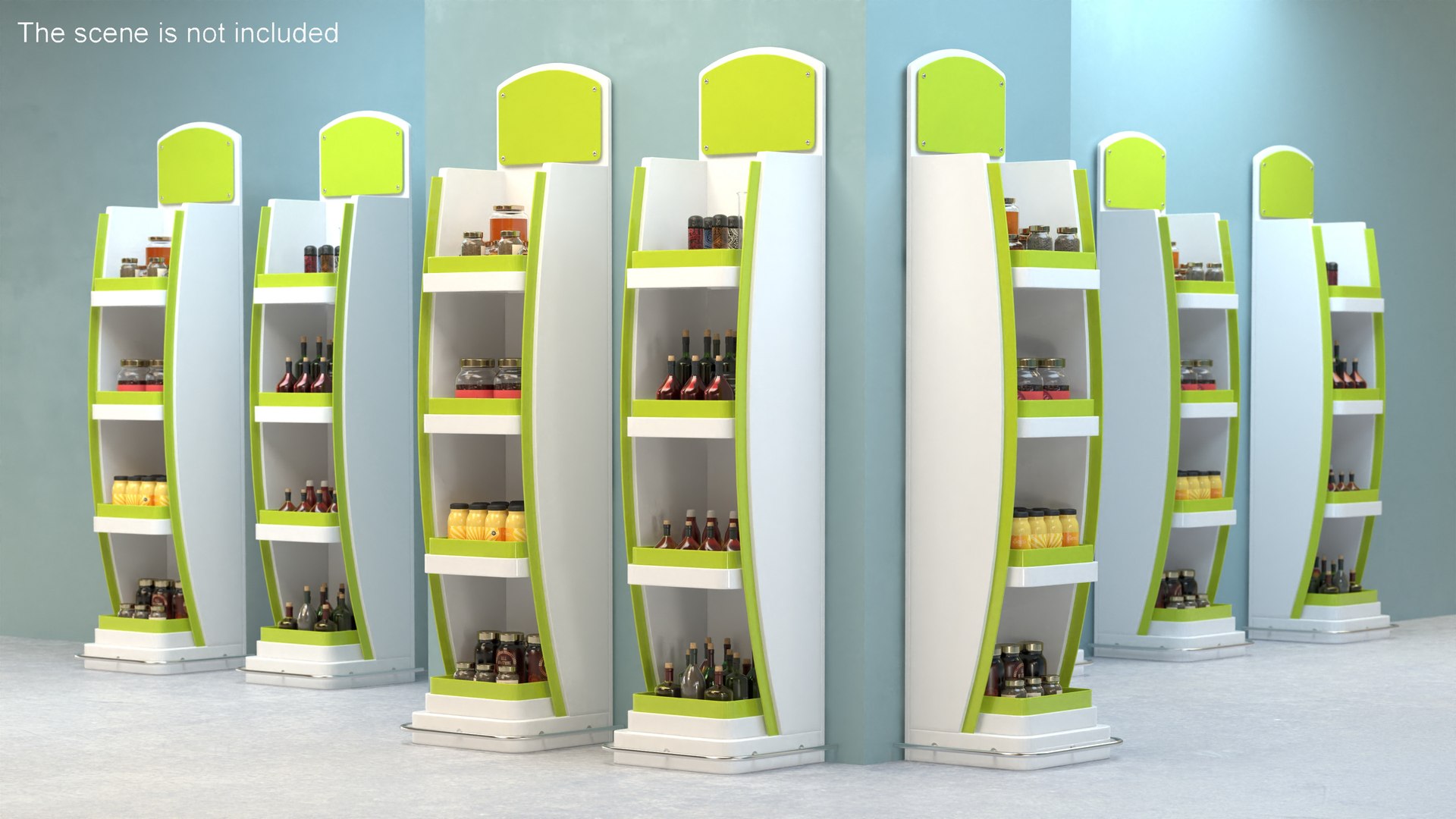 3D White Green Multi Shelf Display Rack - TurboSquid 2098142