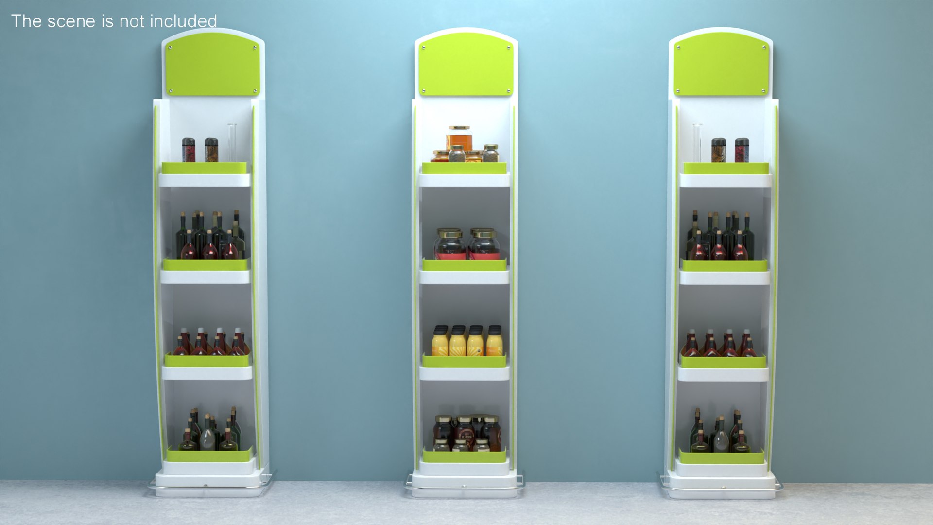 3D White Green Multi Shelf Display Rack - TurboSquid 2098142