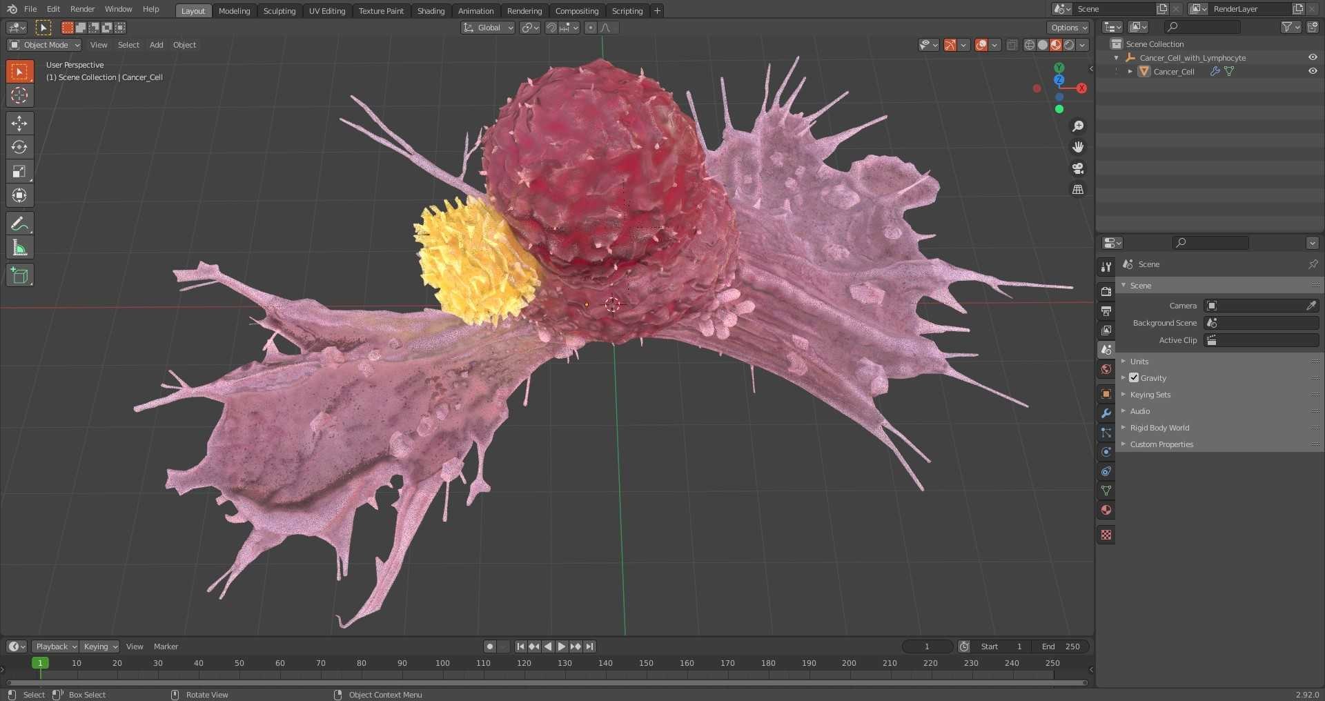 3D Cancer Cell With Lymphocyte Model - TurboSquid 2220710