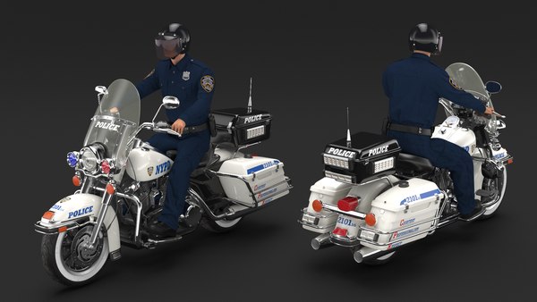 modelo 3d Motocicleta Road King del NYPD con oficial - TurboSquid 2323217