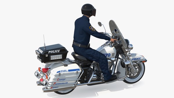 modelo 3d Motocicleta Road King del NYPD con oficial - TurboSquid 2323217