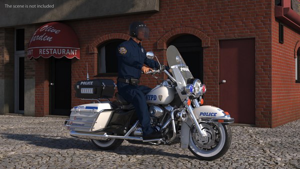modelo 3d Motocicleta Road King del NYPD con oficial - TurboSquid 2323217