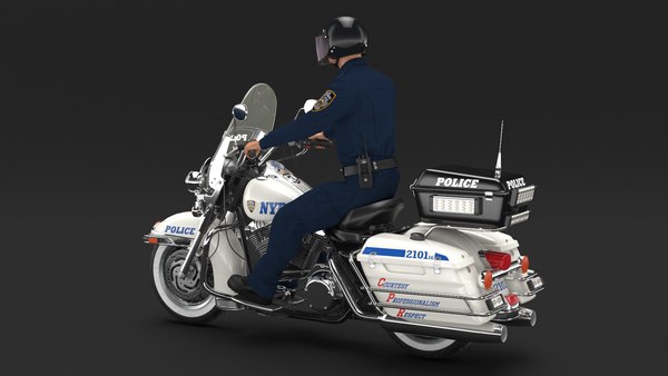 modelo 3d Motocicleta Road King del NYPD con oficial - TurboSquid 2323217