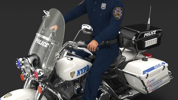 modelo 3d Motocicleta Road King del NYPD con oficial - TurboSquid 2323217