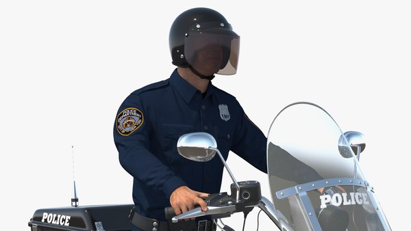 modelo 3d Motocicleta Road King del NYPD con oficial - TurboSquid 2323217