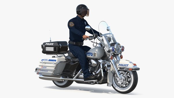 modelo 3d Motocicleta Road King del NYPD con oficial - TurboSquid 2323217