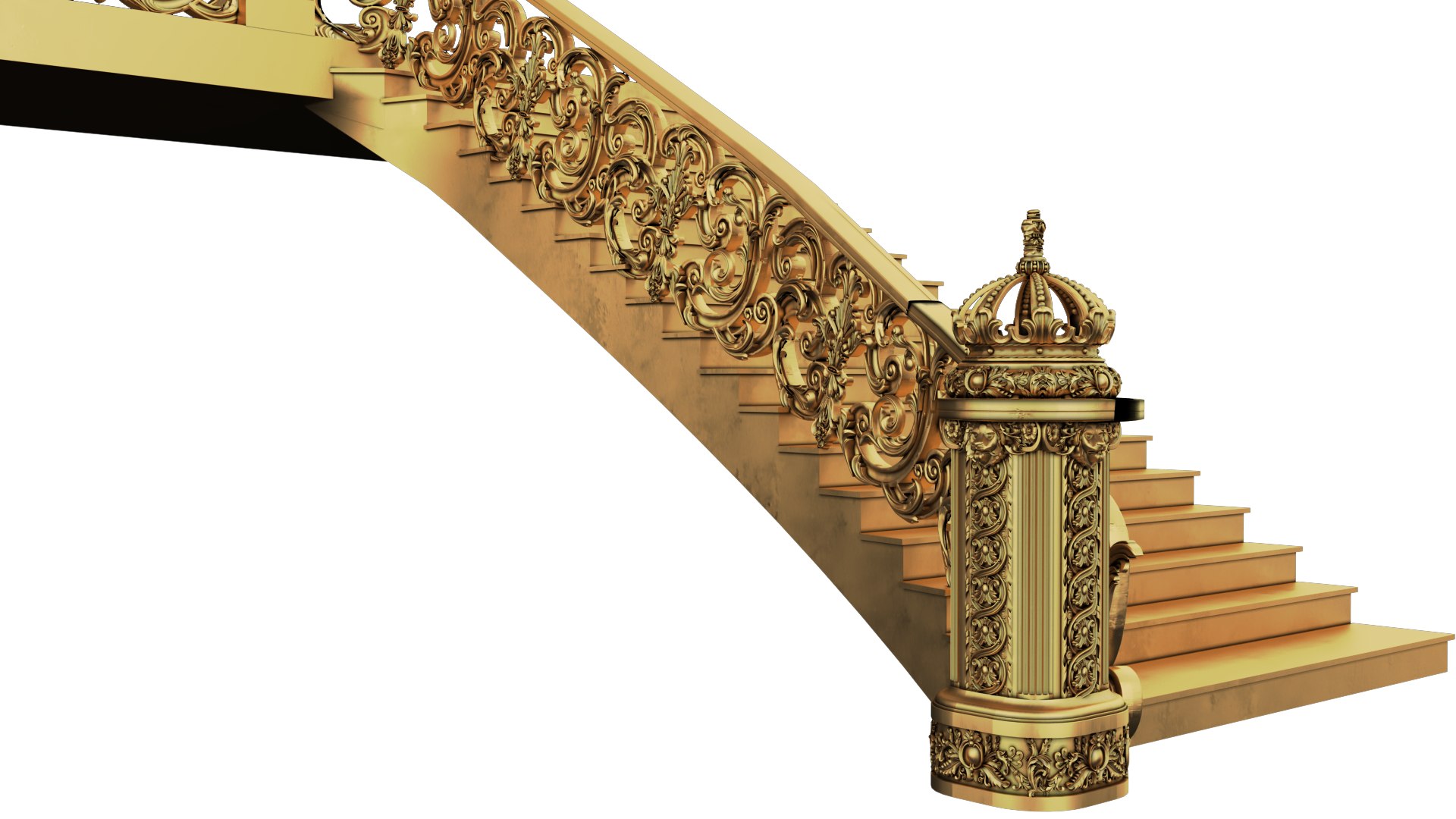 Golden Crown Stairs Model - TurboSquid 2094532