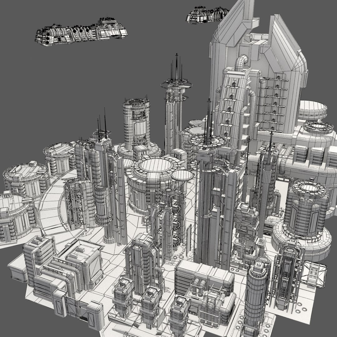- sci fi city 3d model