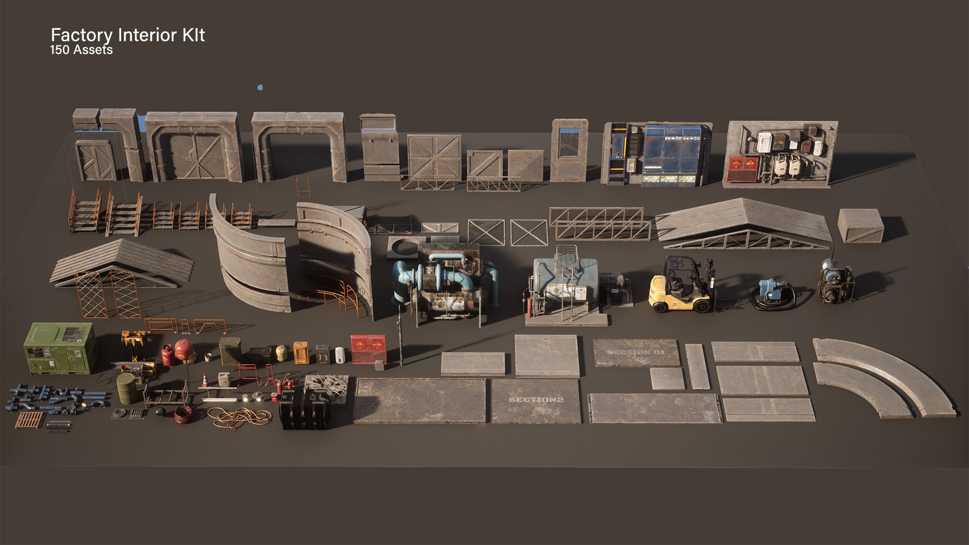 Modular Factory Interior Kit 3D - TurboSquid 2276358
