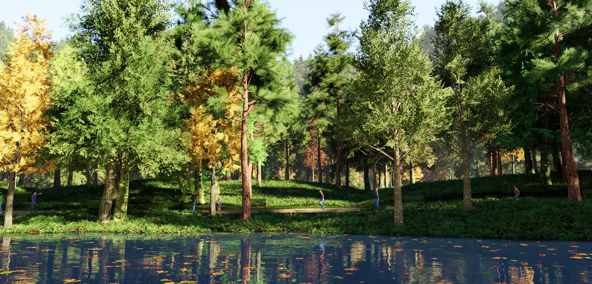3D Model Autumnal Pond - TurboSquid 1996922
