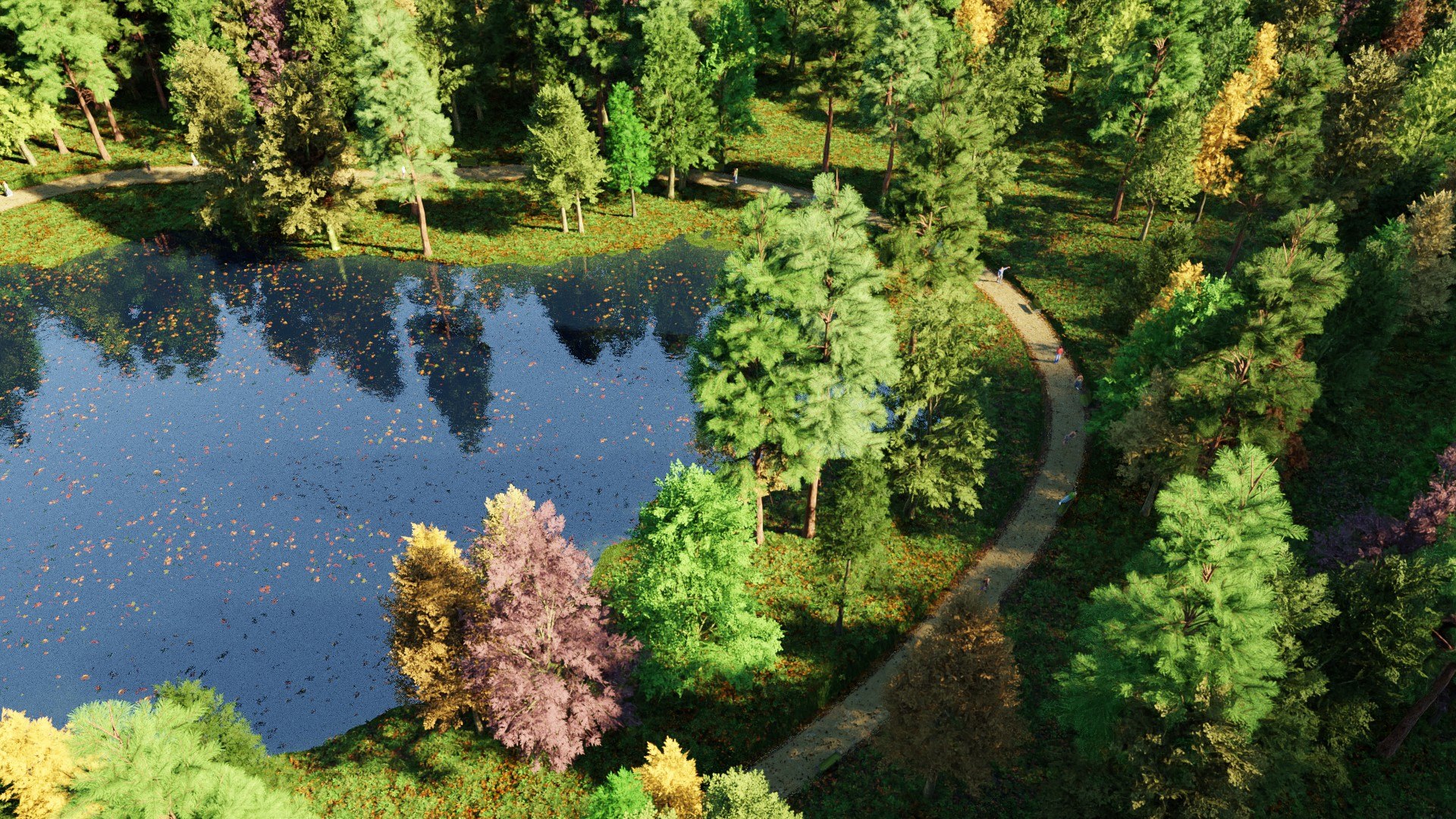 3D Model Autumnal Pond - TurboSquid 1996922