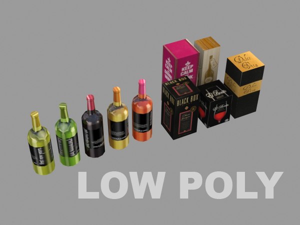 modelo 3d Botellas y cajas de vino de baja poli. - TurboSquid 1142829