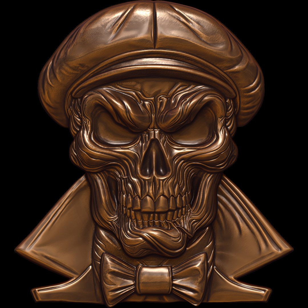 3D Model Gentleman Skull Relief 3D Print Model - TurboSquid 2313447