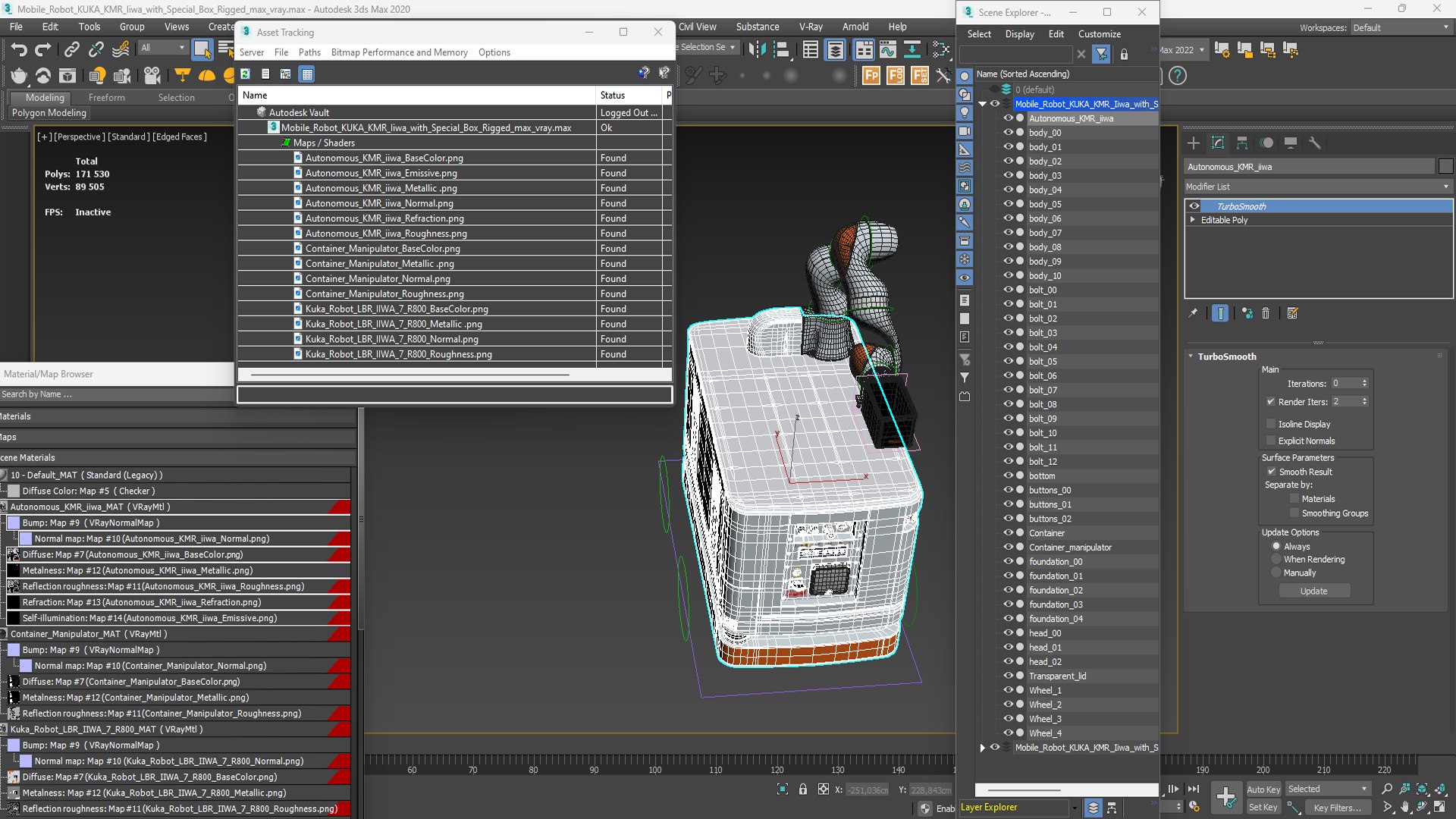 3D Model Mobile Robot KUKA KMR Iiwa With Special Box Rigged ...