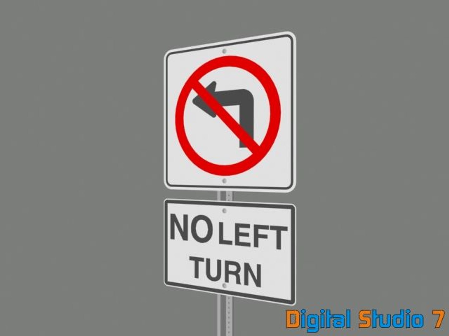 3d Left Turn Text Sign