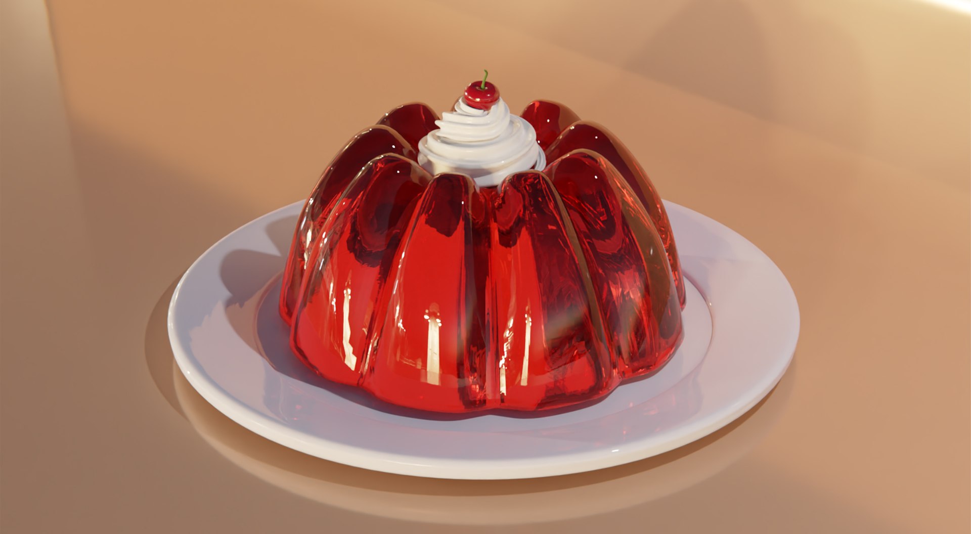 Jello Plate with Whip Cream Cherry 3D model - TurboSquid 2147056