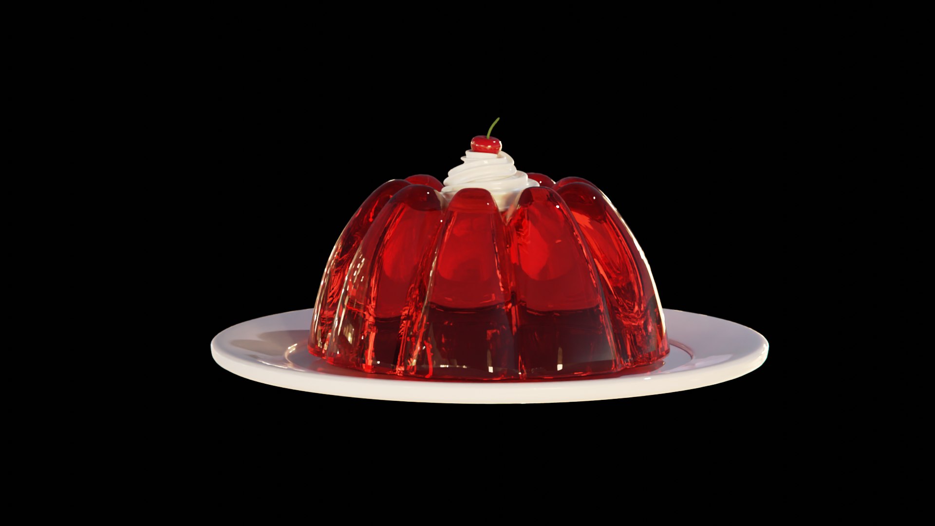 Jello Plate with Whip Cream Cherry 3D model - TurboSquid 2147056